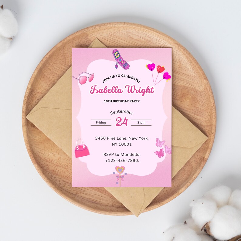 Glitter Pink Birthday Invitation With Girls Women Kids Teens/any Age ...