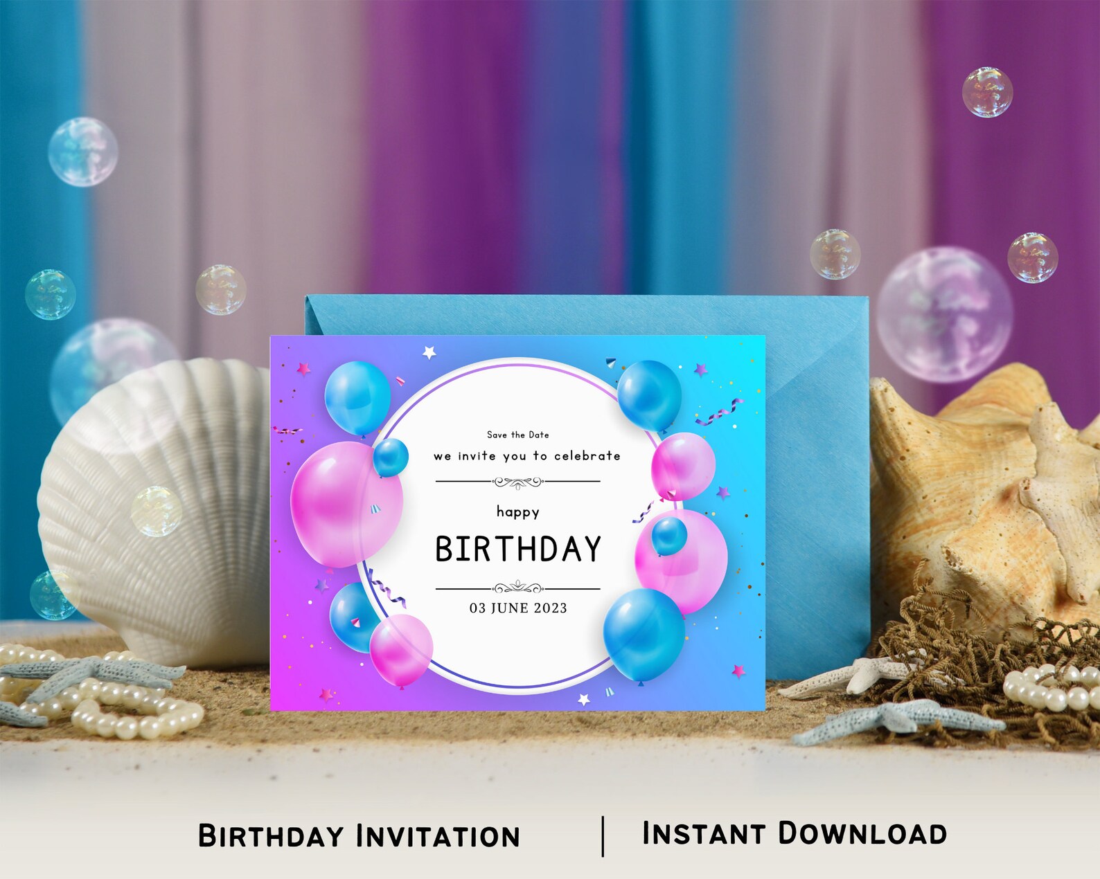 Editable Birthday Invitation Printable, Instant Download, PDF Editable ...