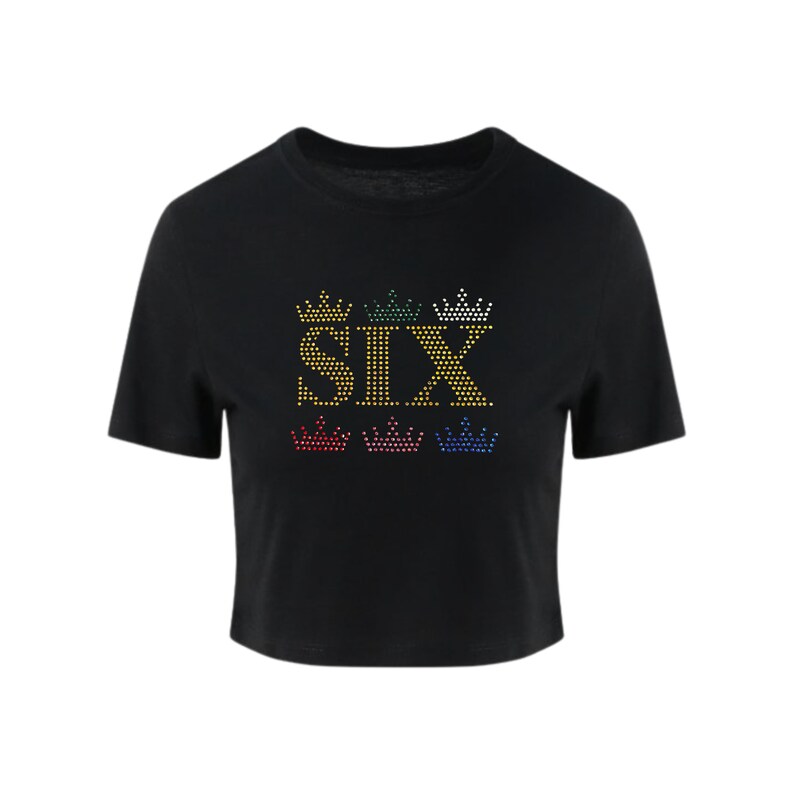 Six the Musical Bling Crown Design Merch Crop T Shirt, Broadway Ticket ...