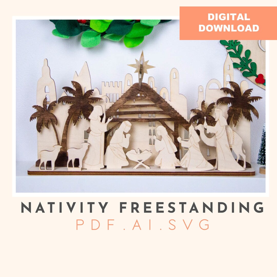 Nativity Freestanding Scene, Nativity Cutting File, Laser Cutting ...