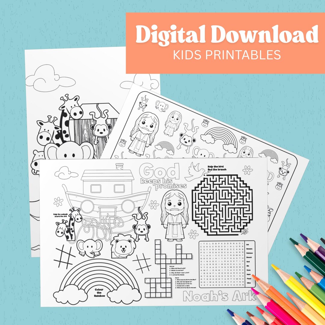 Noah's Ark Activity Sheet: I Spy & Coloring Poster (PDF) - Etsy Australia