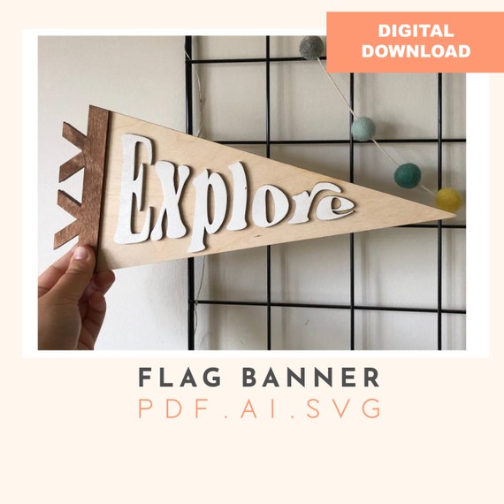 Explore Banner Flags Digital Design File Wooden Sign Cutting - Etsy