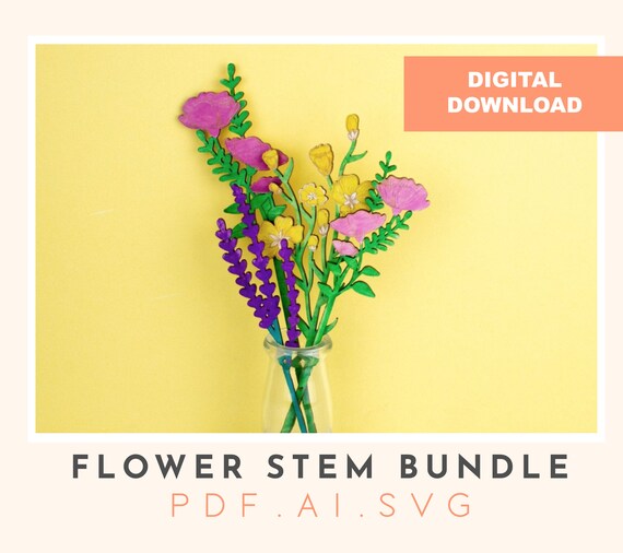 Flower Stem Vector File Digital File Svg File Wooden Flower | Etsy