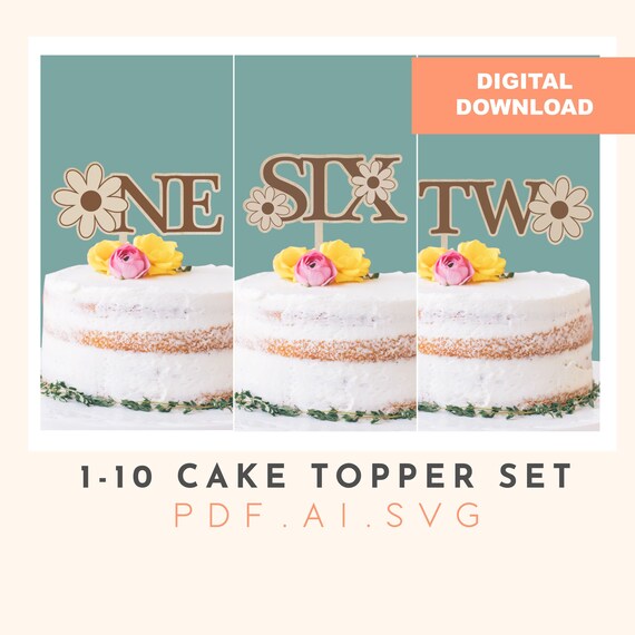 Set of 10 Daisy Number Cake Topper Bundle Birthday Cake - Etsy