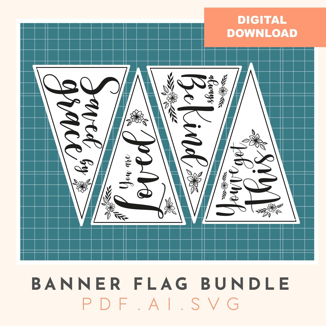 Motivational Word Banner Flags Digital Design File, Wooden Sign Cutting ...