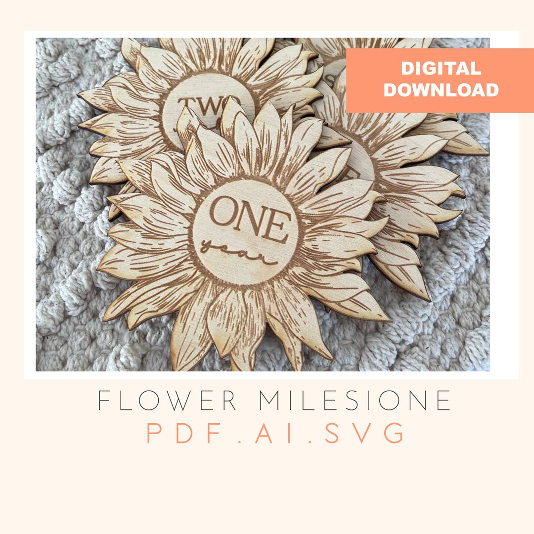 Sunflower Baby Milestone Set: Laser Cut SVG, Glowforge File (digital ...