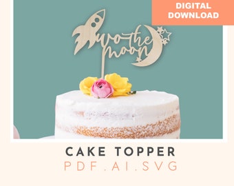 Two the Moon Digital Download, SVG, PNG, Cake Topper, 2nd Birthday - Etsy