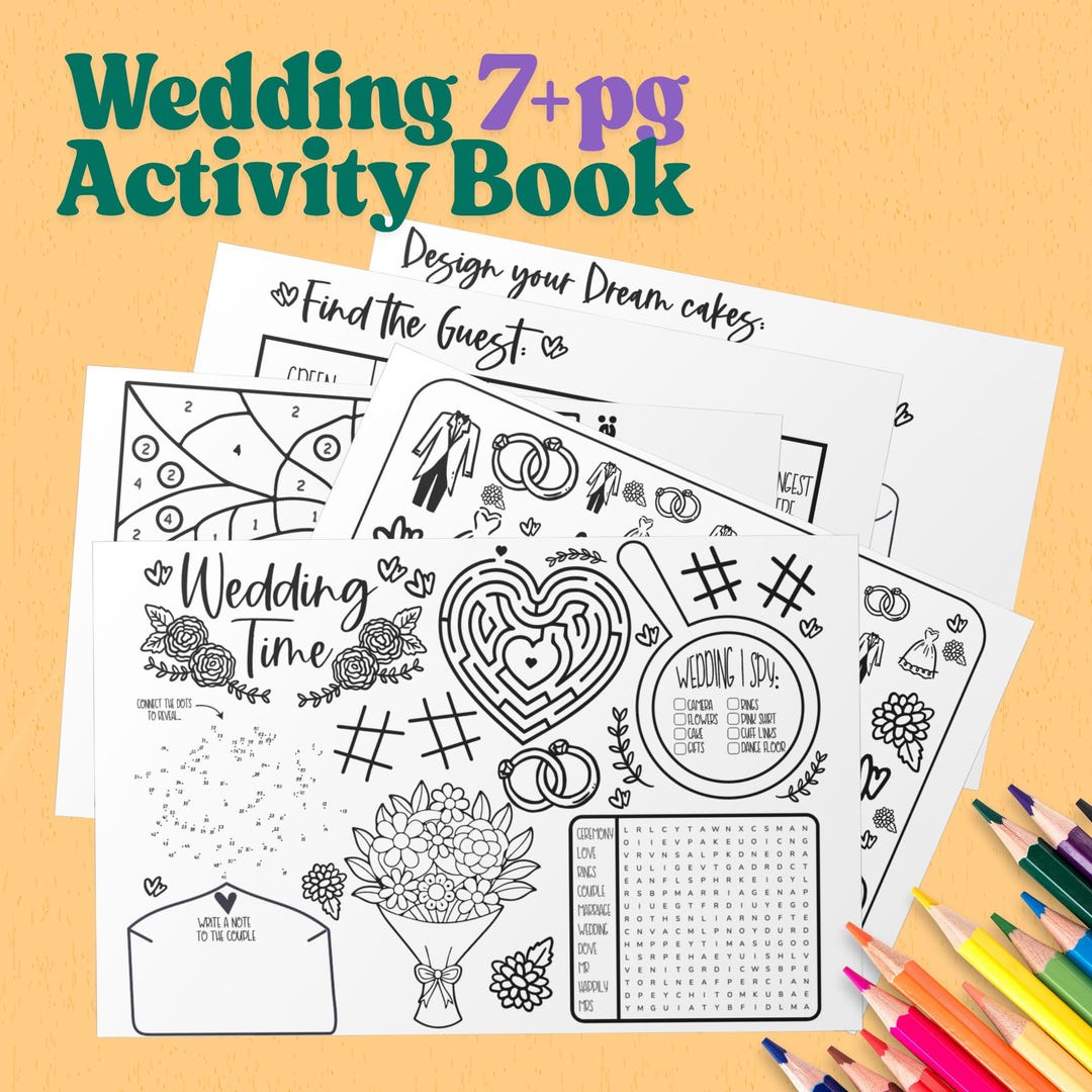 Kids Wedding Printable Activity Pack, Printable Activity Pack for Older ...