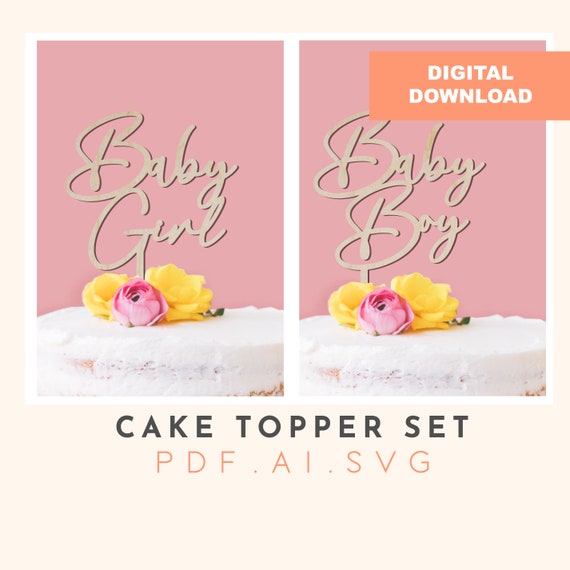 Baby Shower Cake Toppers Svg File Baby Boy Baby Girl Topper | Etsy
