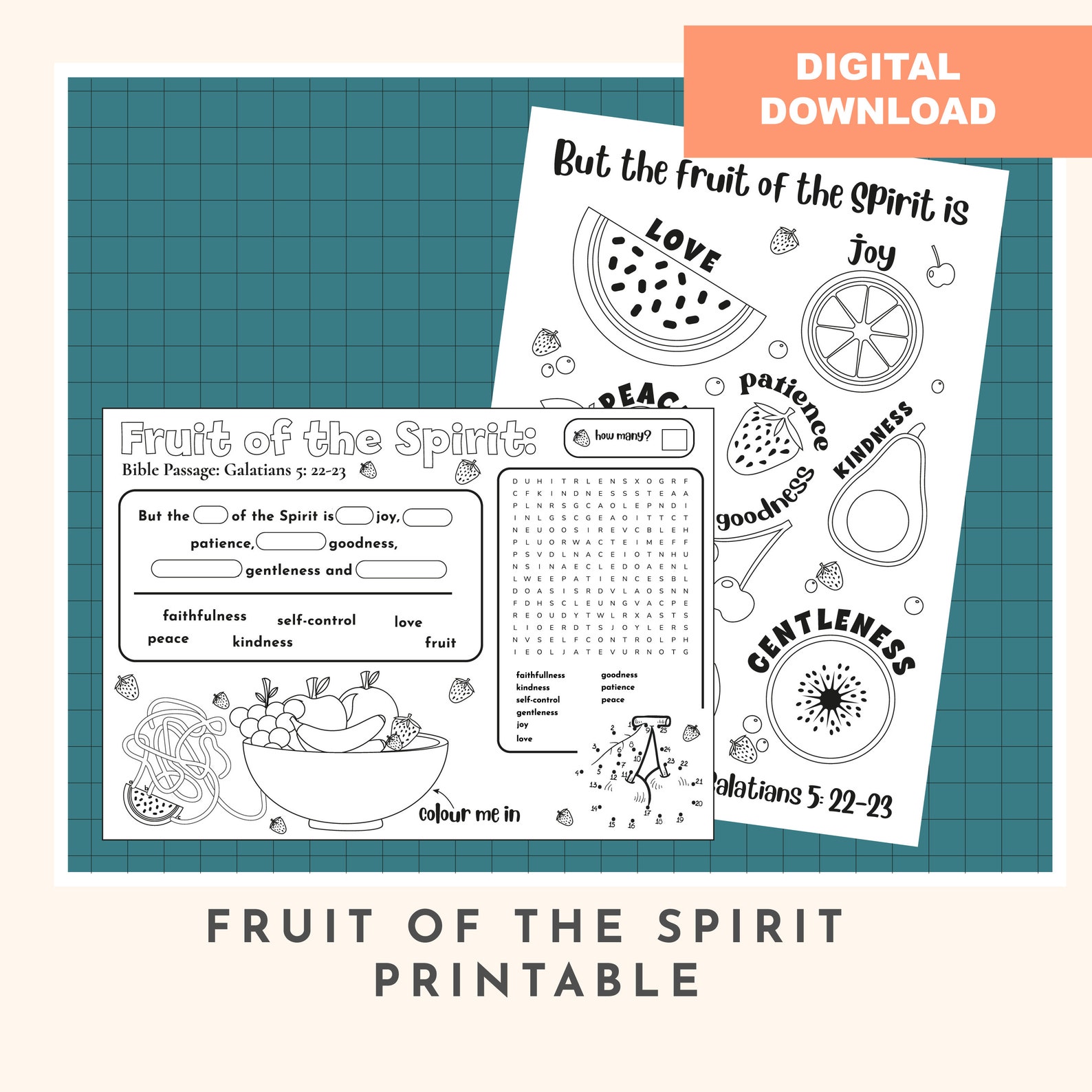 Fruit of the Spirit Activity Sheet: Sunday School Craft (PDF) - Etsy