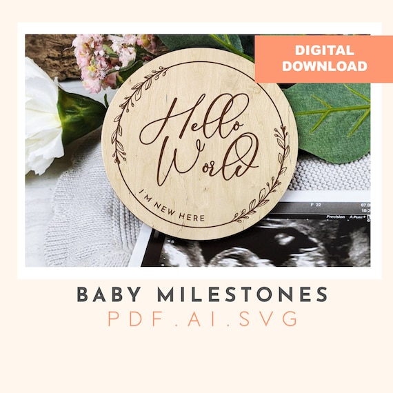 Hello World Baby Milestone Disc Digital File Svg File Baby - Etsy