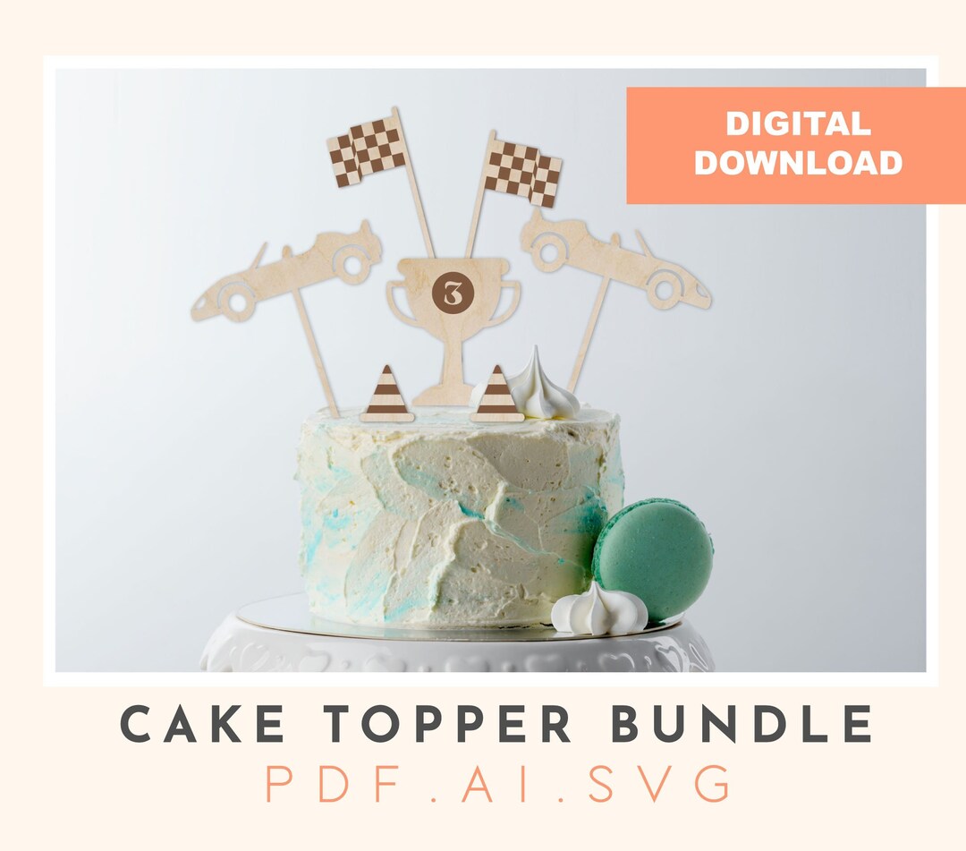 Car Race Cake Topper SVG: Birthday Party Decor (digital Download) - Etsy