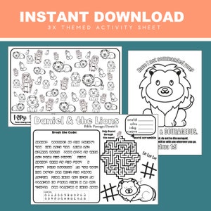 Daniel and the Lions Activity Sheet: Sunday School Craft (PDF) - Etsy