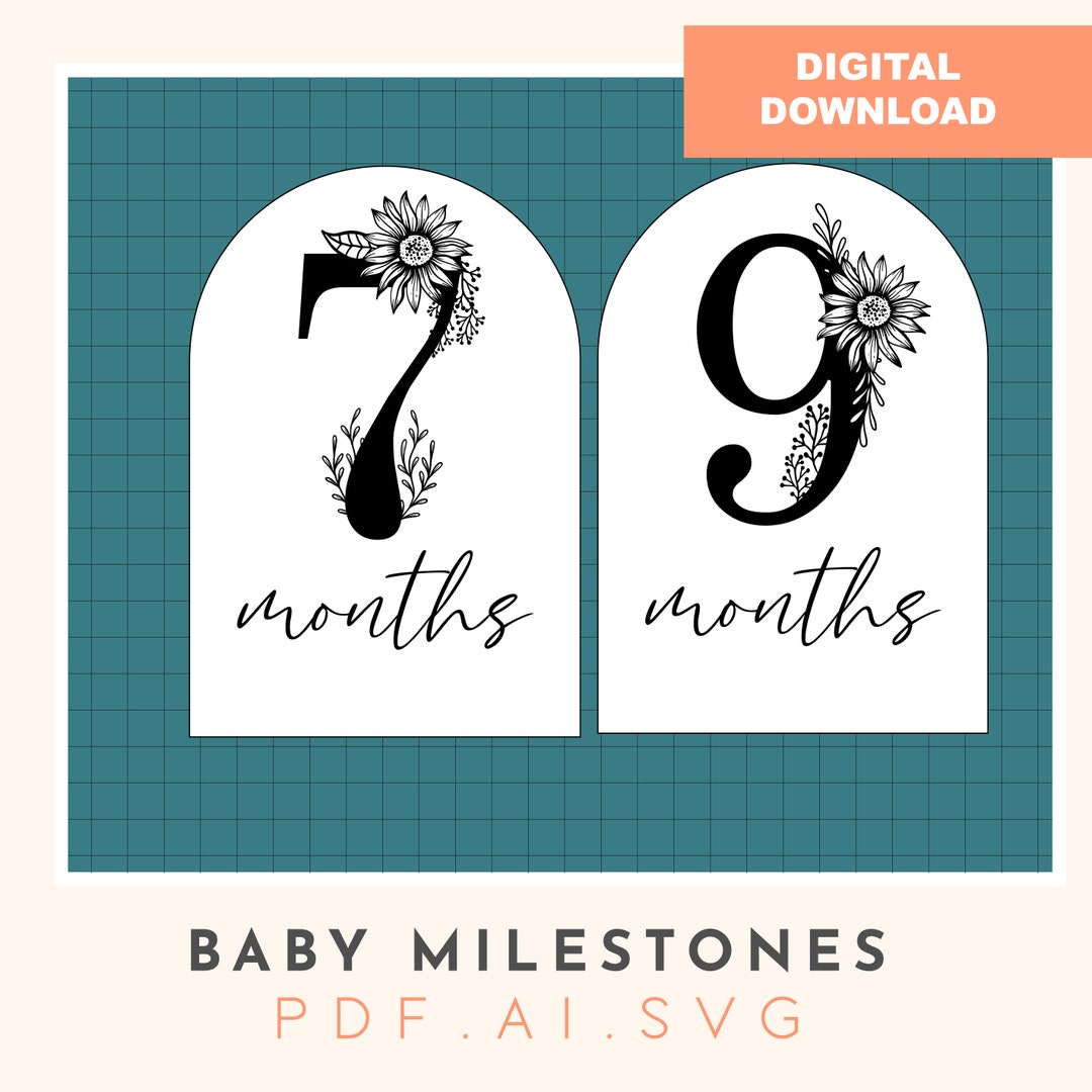 Sunflower Number Baby Milestone Set Digital File, Svg File, Baby ...
