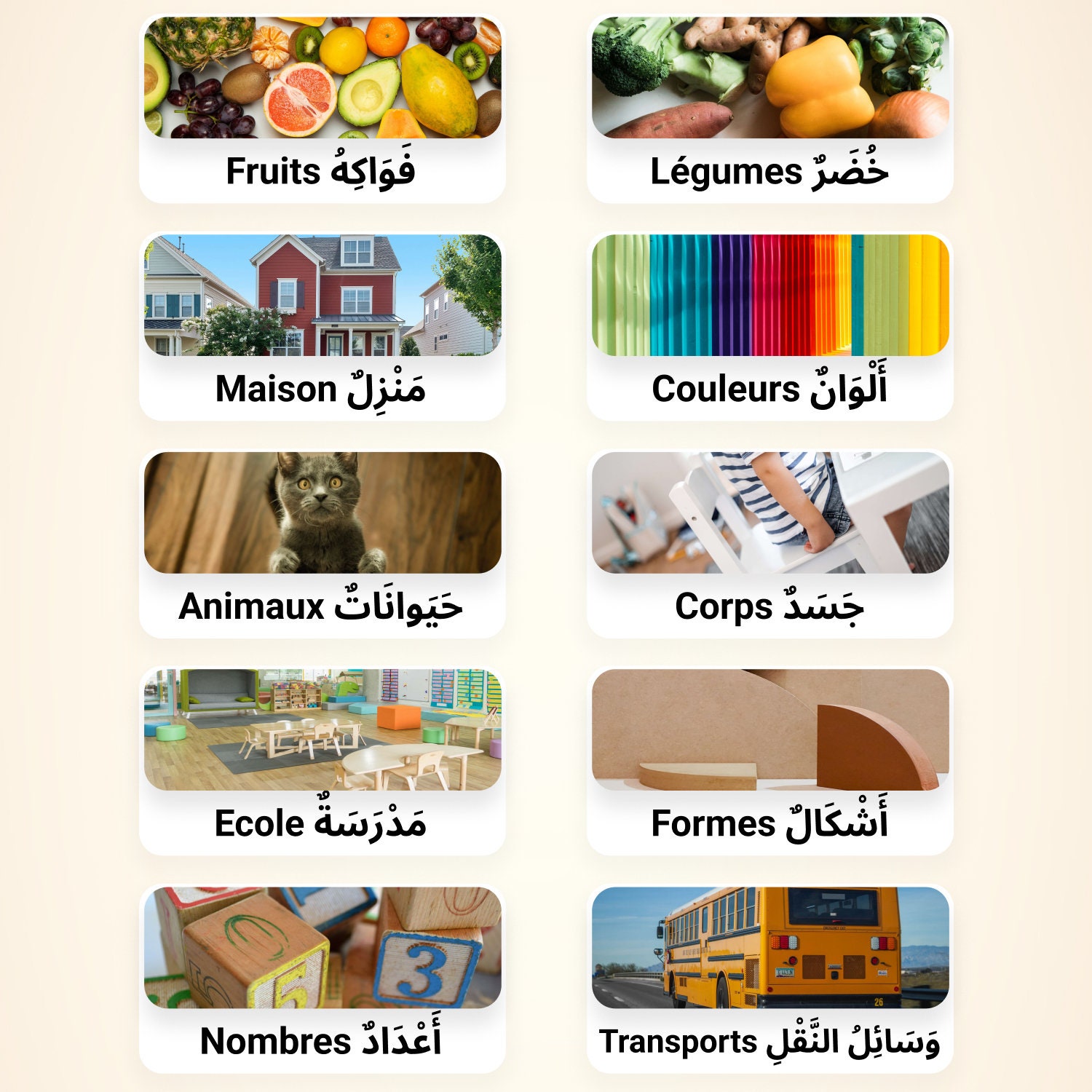 173 Illustrated Flash Cards in Arabic - 10 Picture Books PDF - Learn ...