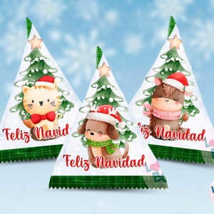 EDITABLE Christmas Triangle Chip Bag Animals Template Set of 3 Bundle ...
