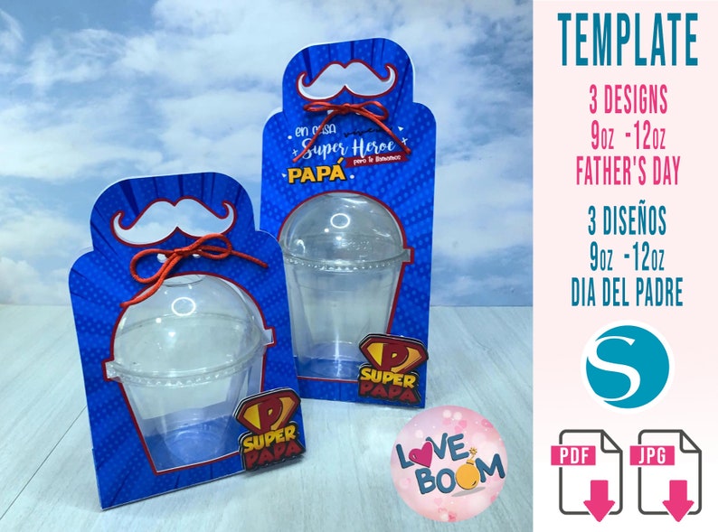 TEMPLATE Cup Domo Box 9oz/12oz Father's Day - Portavaso Domo 9oz/12oz ...