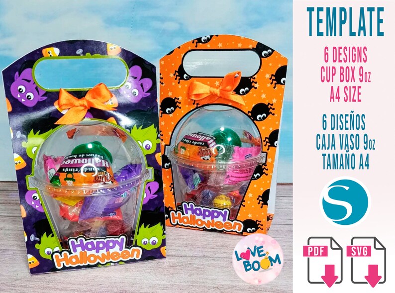 6 FILE Cup Domo Box 9oz - 6 Designs Dome Cup Box 9oz - Halloween ...