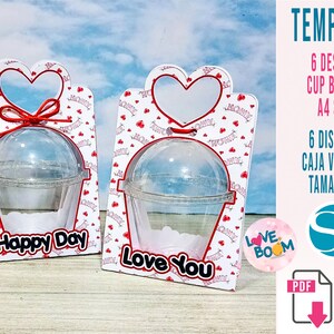 6 FILE Cup Dome Box 9oz - 6 Designs Dome Cup Box 9oz - Valentine's Day ...