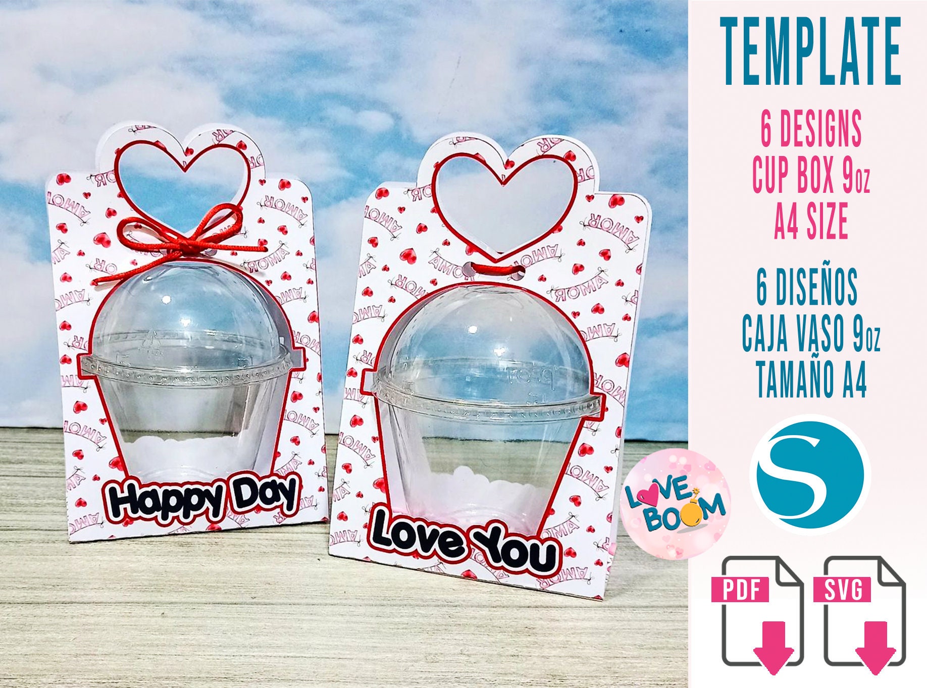 6 FILE Cup Domo Box 9oz - 6 Designs Cup Domo Box 9oz - Valentine's Day ...