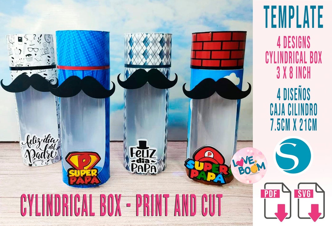 TEMPLATE Cylindrical Box Father's Day - Father's Day Cylinder Box ...