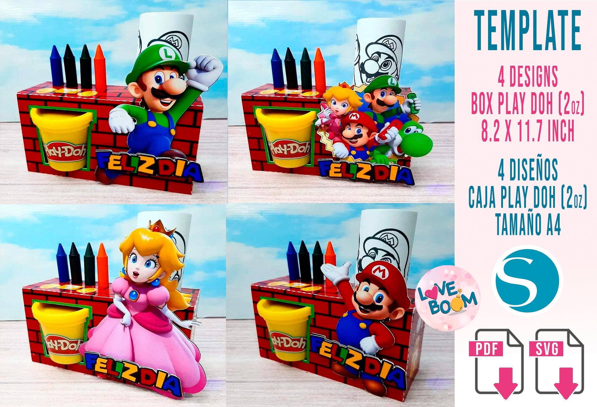 TEMPLATE Play-Doh and Crayon Box Mario Bros - Coloring box - Caja Play ...