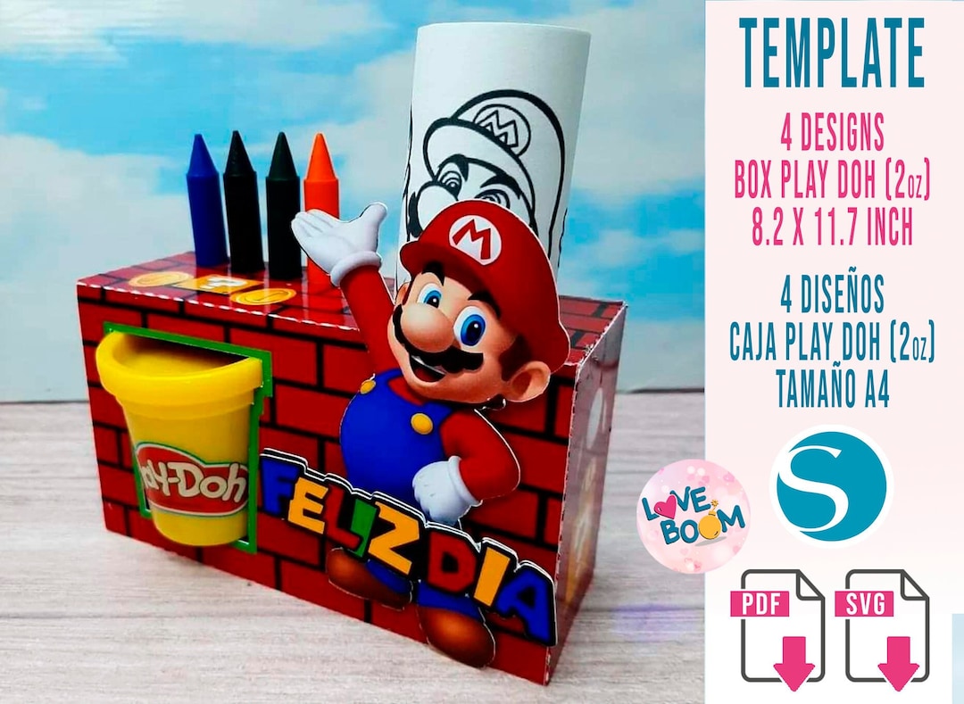 TEMPLATE Play-doh and Crayon Box Mario Bros - Coloring Box - Play Doh ...