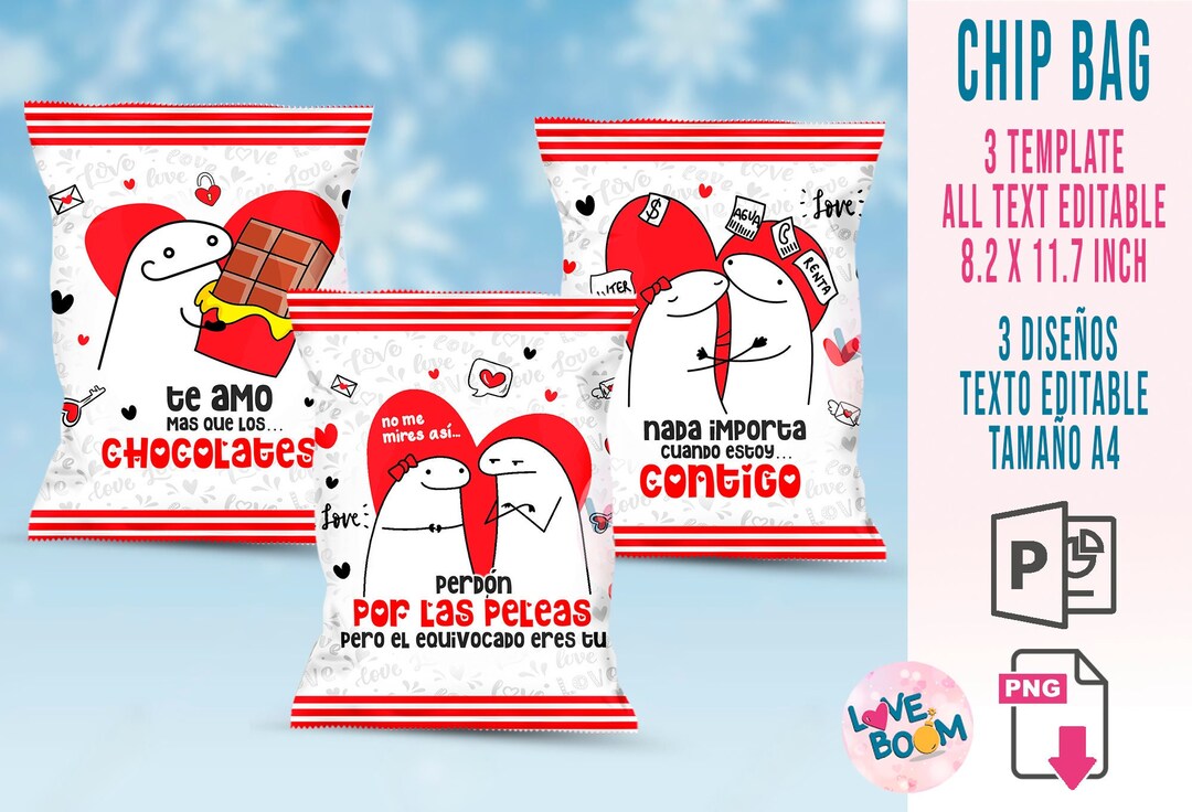EDITABLE Valentine's Day Flork Love Chip Bag Template Set - Etsy