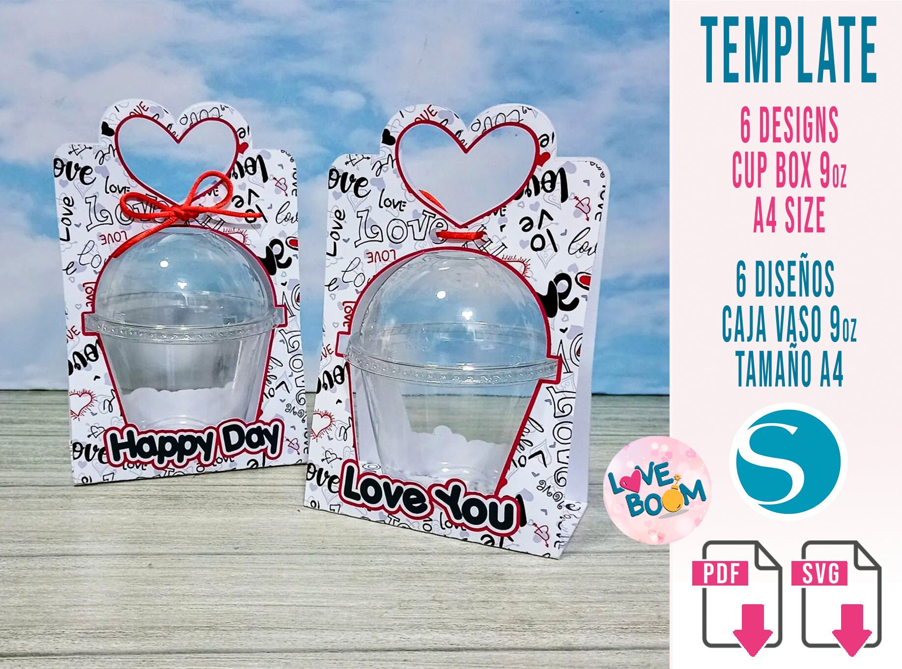 6 FILE Cup Domo Box 9oz - 6 Designs Cup Domo Box 9oz - Valentine's Day ...