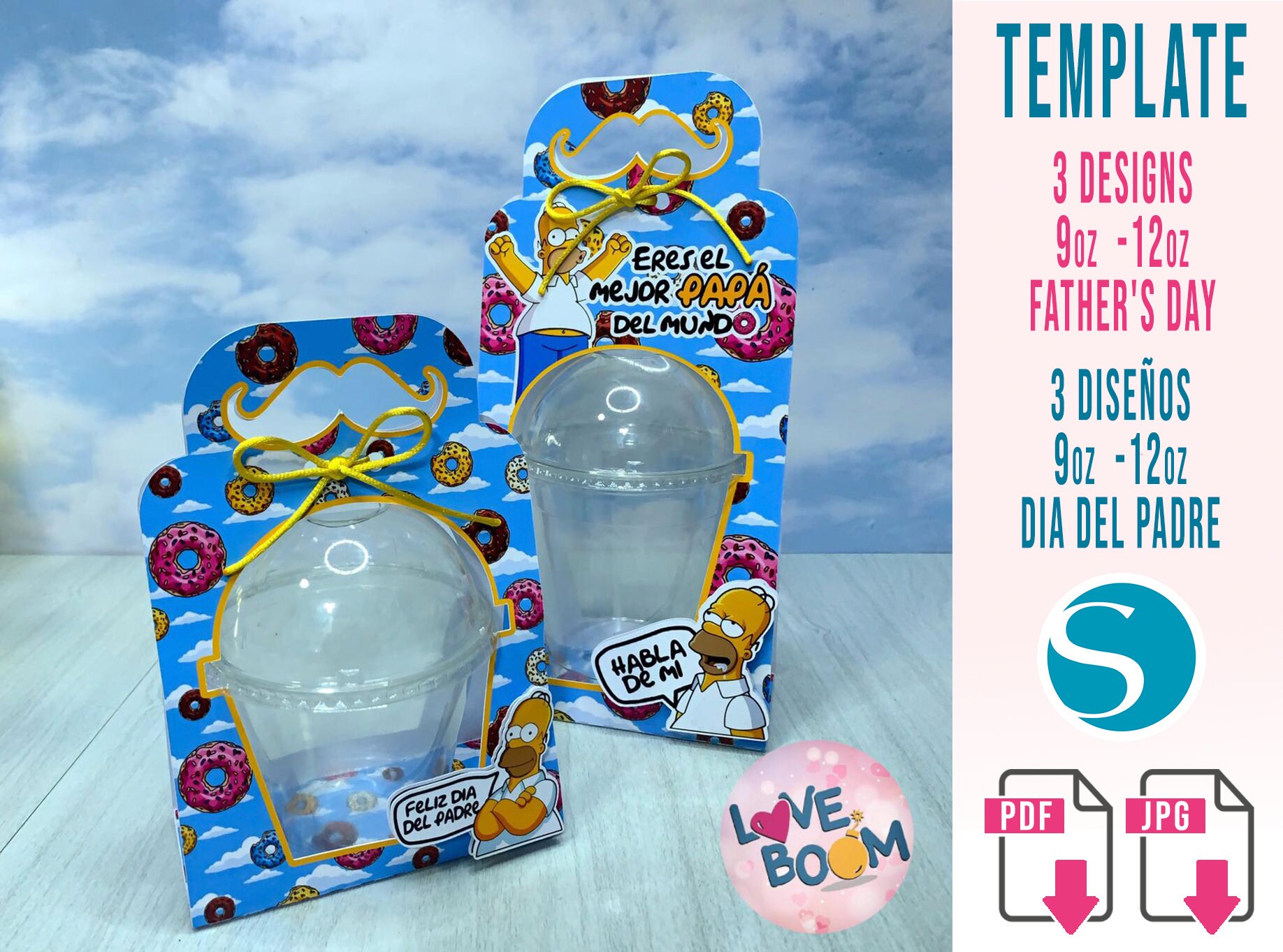 TEMPLATE Cup Domo Box 9oz/12oz Father's Day - Portavaso Domo 9oz/12oz ...
