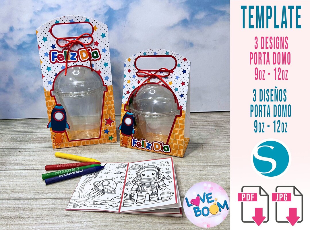 3 FILE Cup Domo Box 9oz/12oz 3 Designs Dome Cup Box 9oz/12oz Children's ...