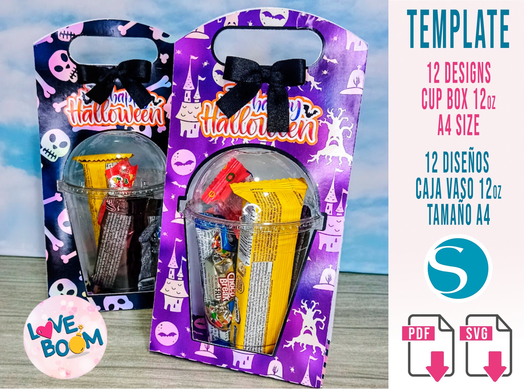 12 FILE Cup Domo Box 12oz 12 Designs Dome Cup Box 12oz Halloween ...