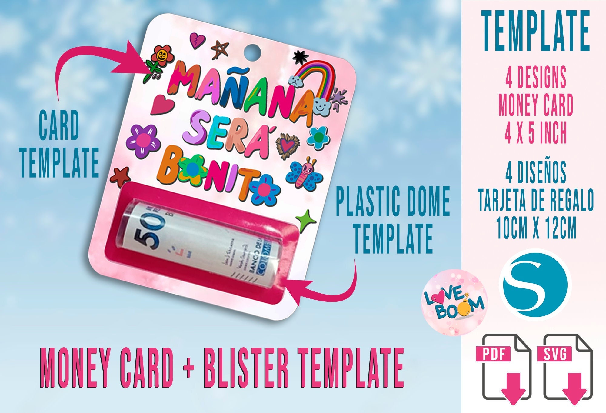 Template Money Blister Cut Files + 4 Designs Money Card, Transparent ...
