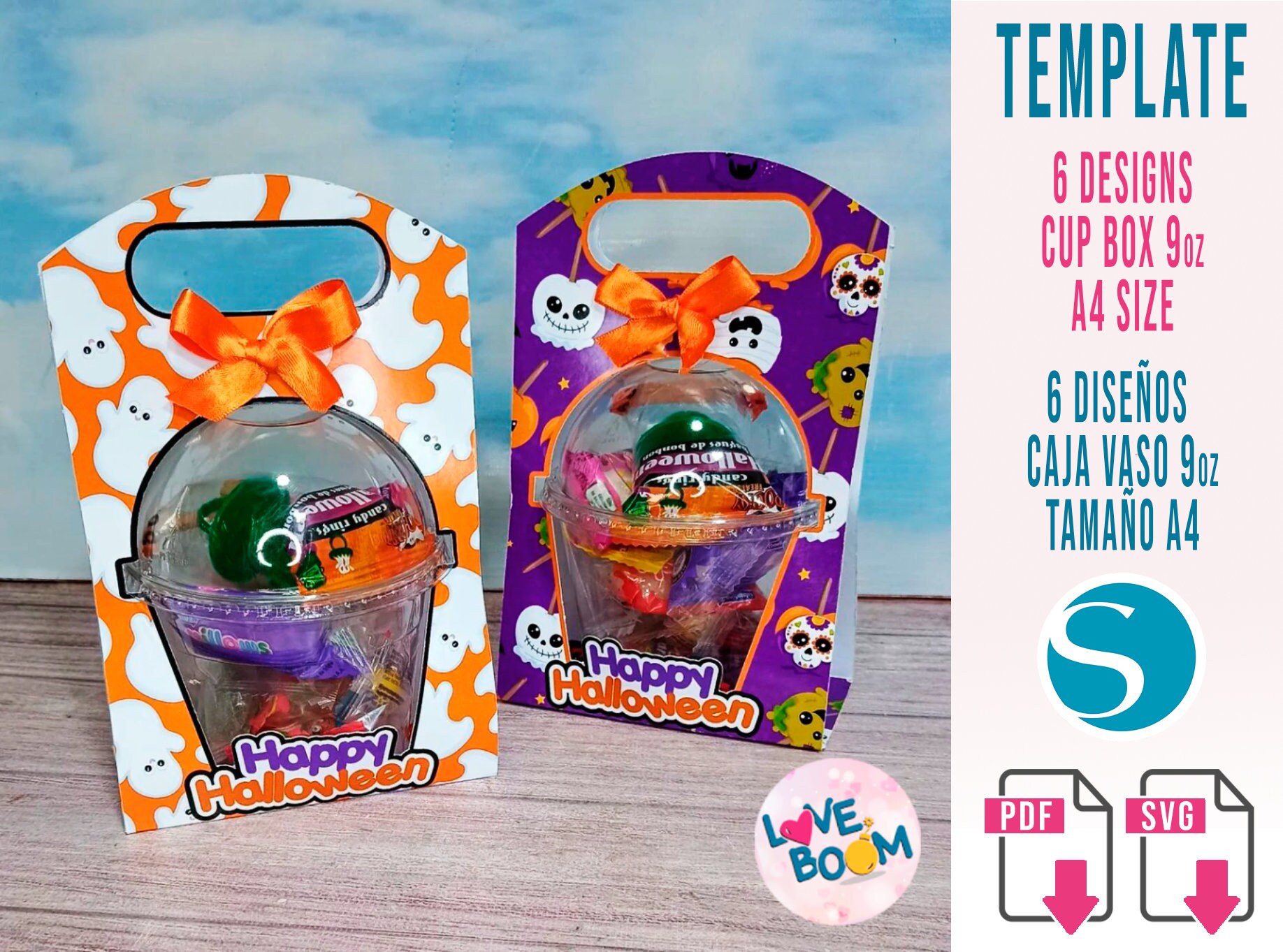 6 FILE Cup Domo Box 9oz 6 Designs Dome Cup Box 9oz Halloween/ Studio ...