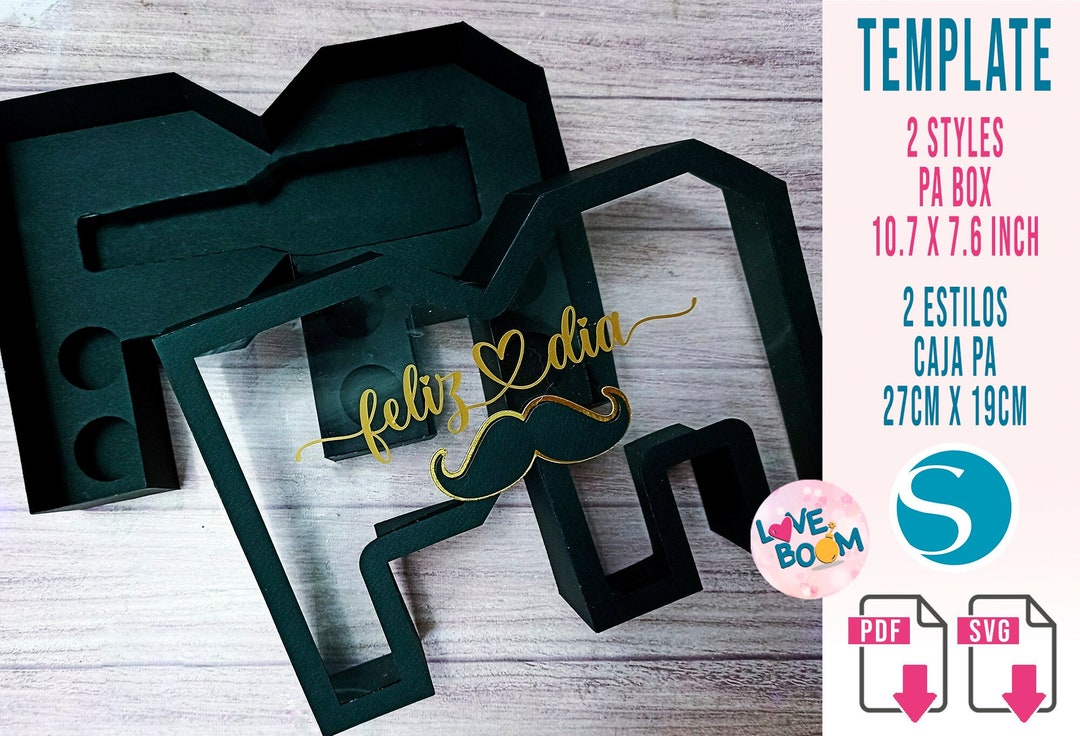 TEMPLATE PA Box Father's Day Caja PA dia del Padre / Studio Cameo Pdf ...