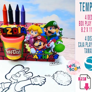 TEMPLATE Play-doh and Crayon Box Mario Bros - Coloring Box - Play Doh ...