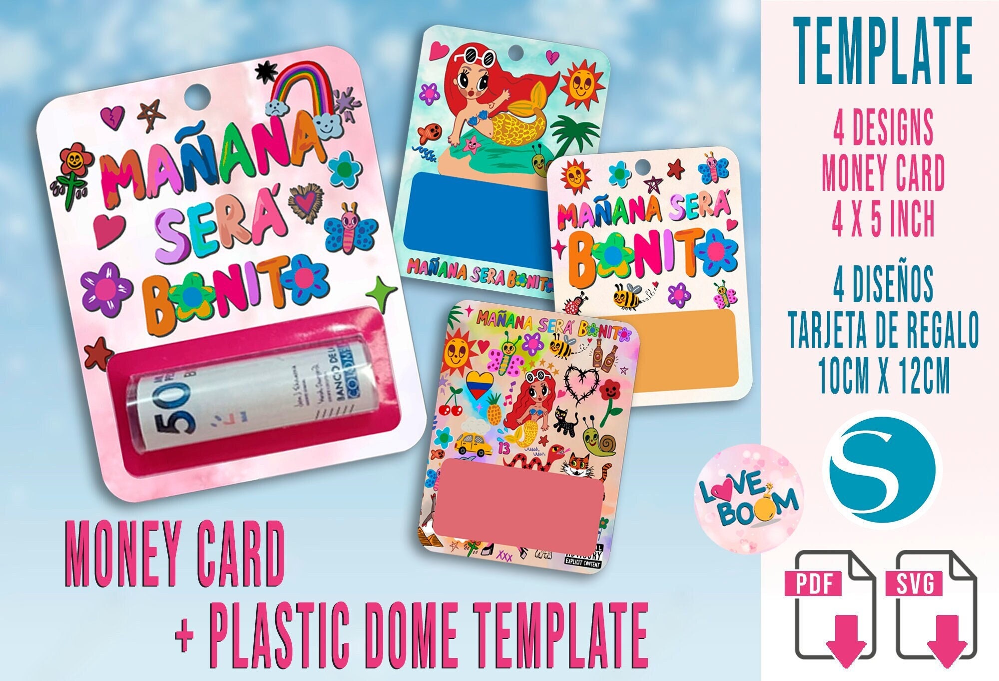 TEMPLATE Money Blister Cut Files + 4 Designs Money Card, Transparent ...