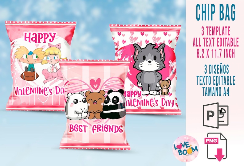 EDITABLE Valentine's Day - Love Chip Bag Template Set of 3 Bundle - San ...