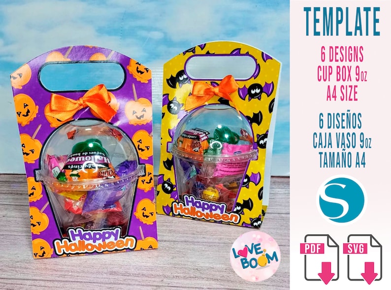 6 FILE Cup Domo Box 9oz - 6 Designs Dome Cup Box 9oz - Halloween ...