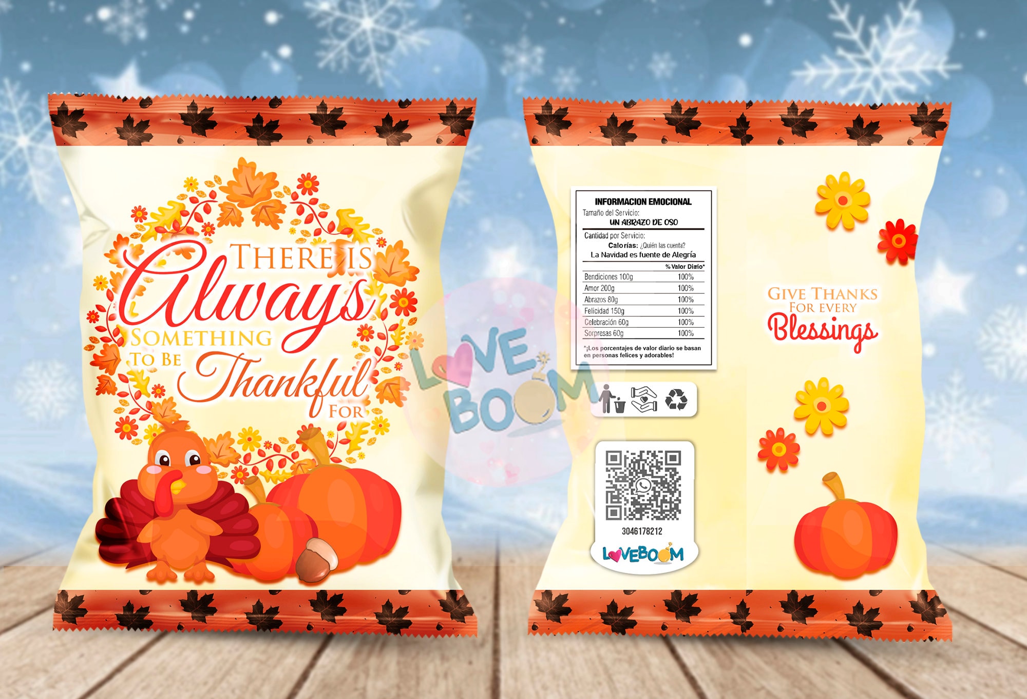 Editable Thanksgiving Chip Bag Template Set of 3 Bundle - 3 Editable ...