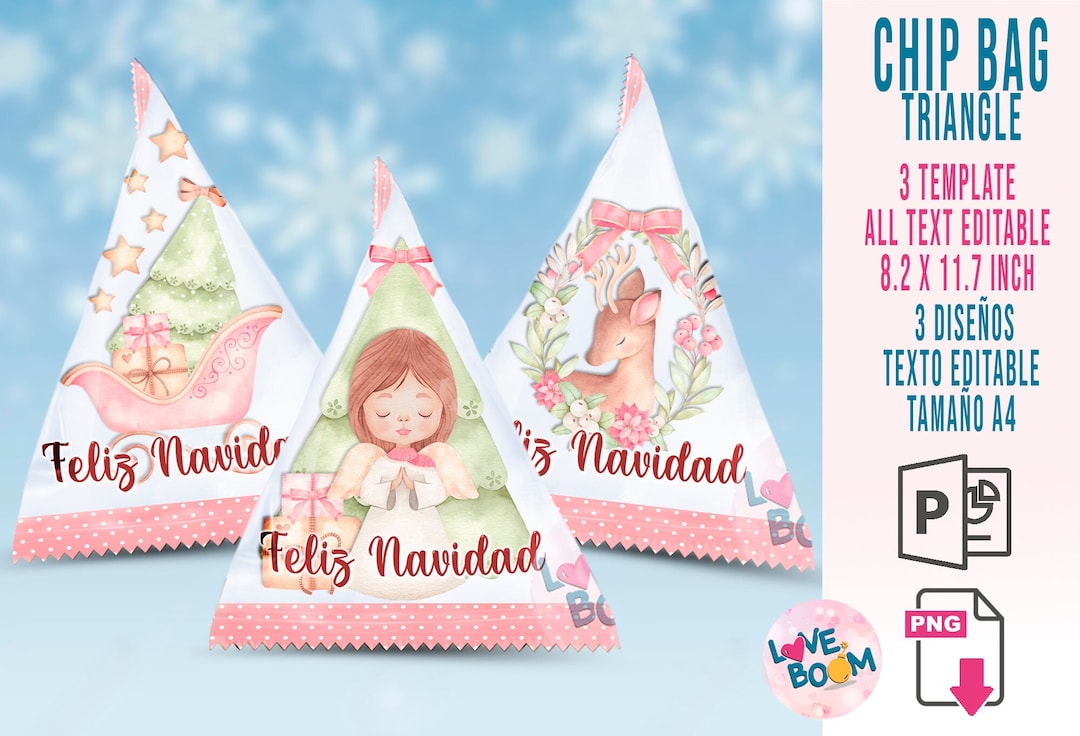 EDITABLE Christmas Triangle Chip Bag Rosenatal Template Set of 3 Bundle ...