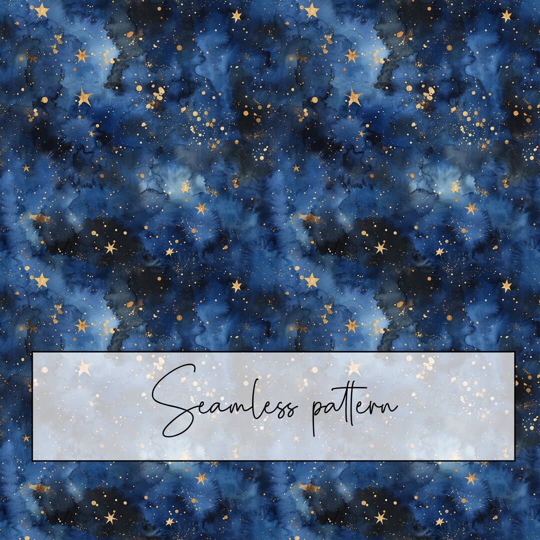 Watercolor Starry Night Sky Seamless Pattern, Repeat Pattern With ...
