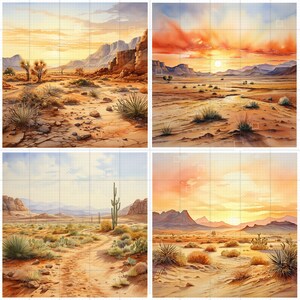 Desert Landscape, Bundle of 16 JPG Images, Watercolor, Sand Dunes ...