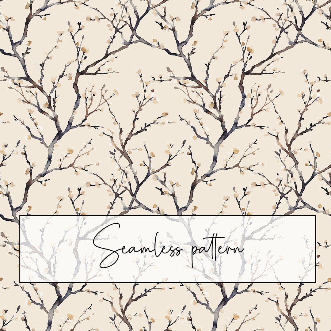 Neutral Tree Branch Seamless Pattern, Natural Color Branch Repeat ...