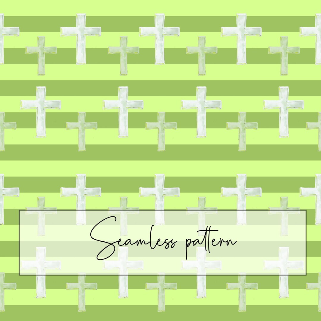 Green Stripe Christian Cross Seamless Pattern, Geometrical Cross Repeat ...
