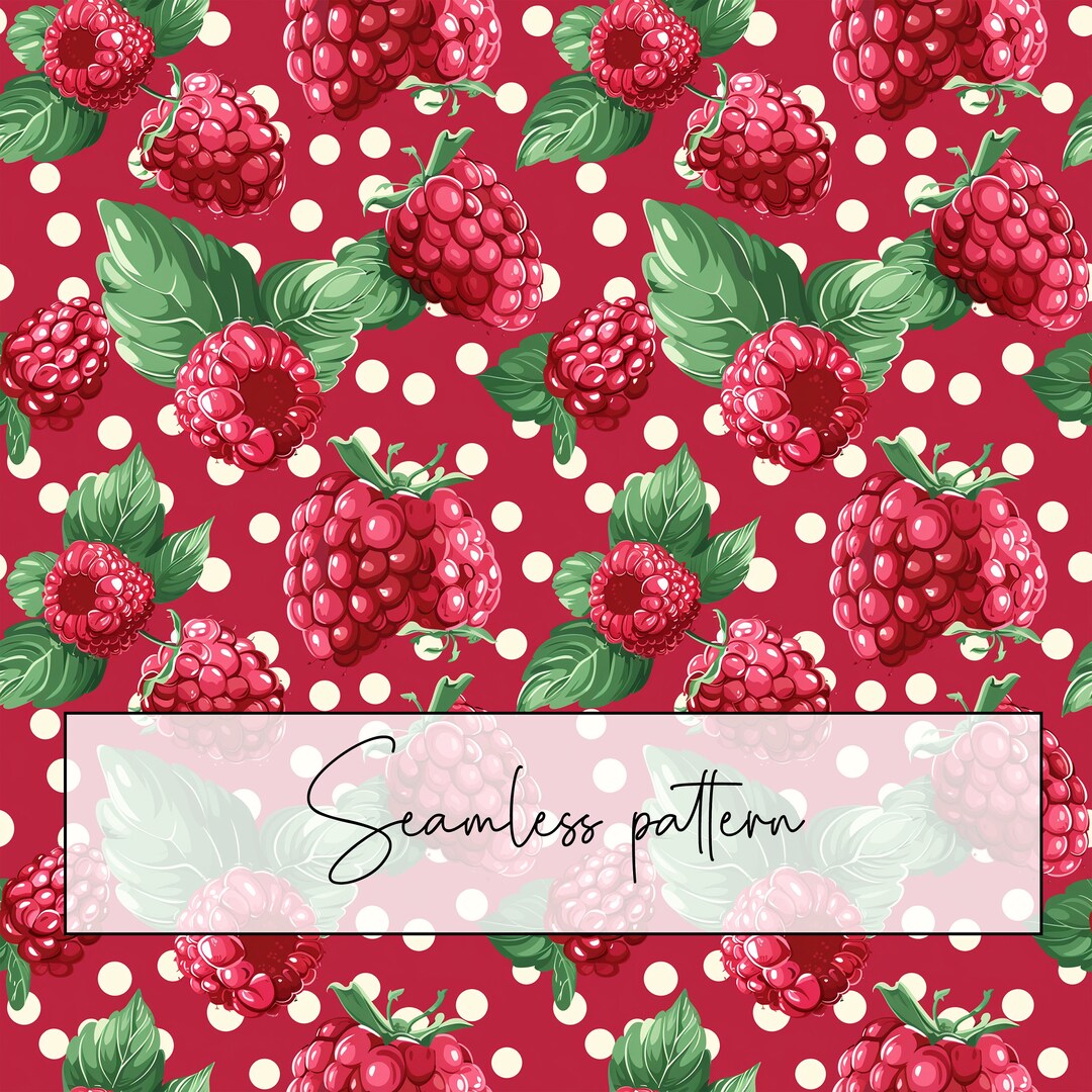 Vintage Style Raspberry Polka Dot Seamless Pattern, 50s Retro Kitchen ...