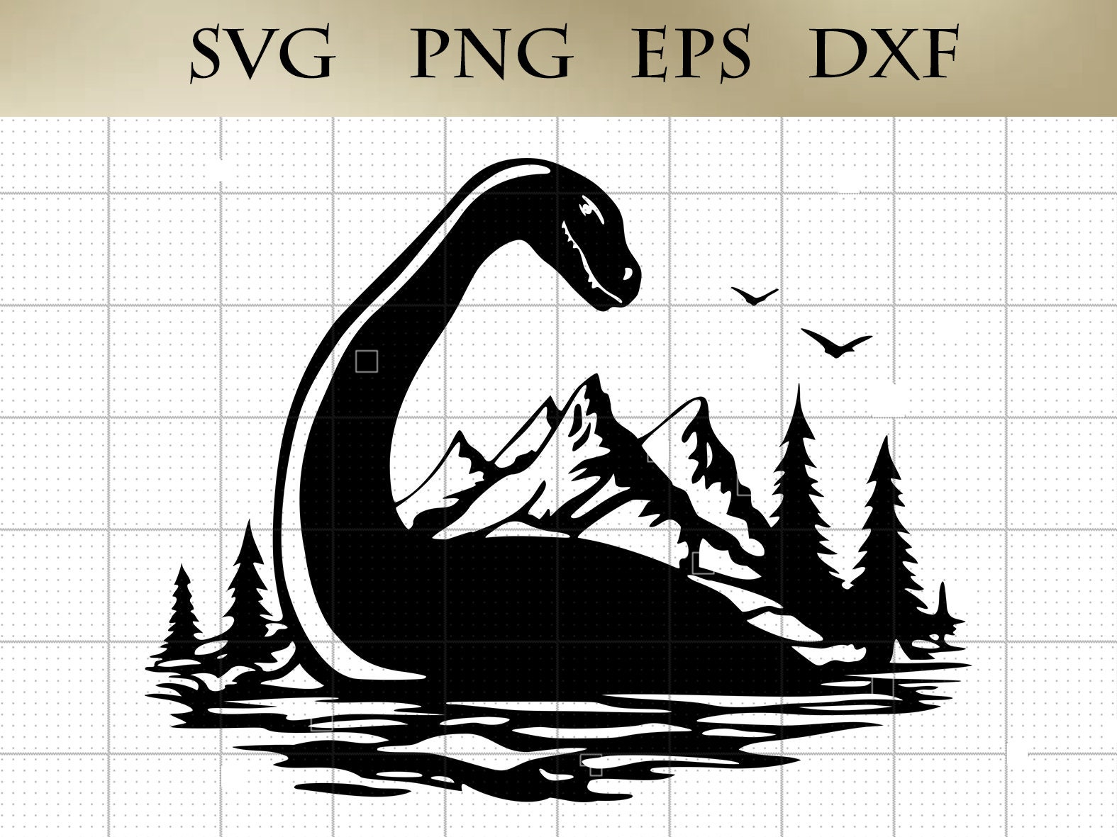 Loch Ness Monster Silhouette SVG Png Eps Dxf Nessie Vector Clipart ...