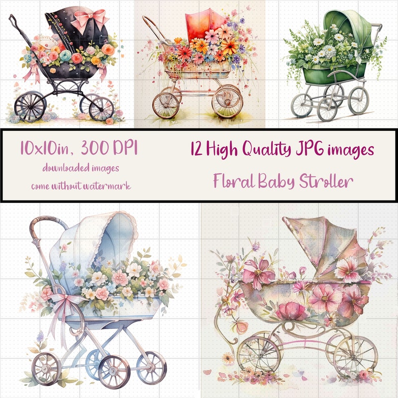Baby Stroller Art Digital - Etsy