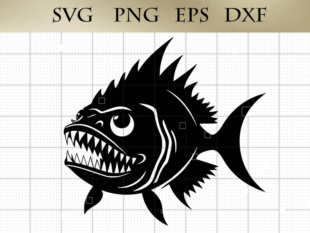 Piranha Vector Silhouette SVG Png Eps Dxf Predatory Fish Clipart Cricut ...