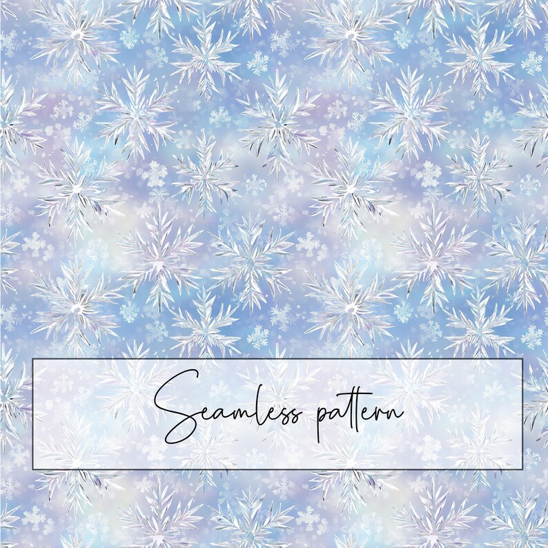 Iridescent Snowflake Seamless Pattern, Repeat Tile, for Crafts, Digital ...